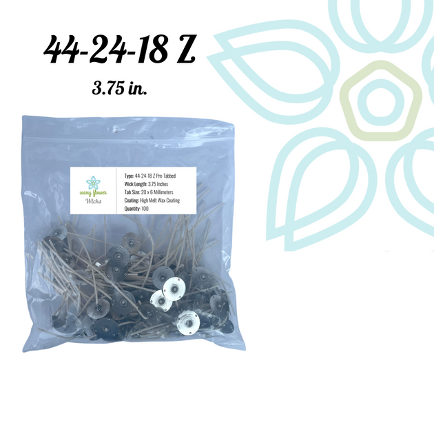 44-24-18 Zinc Core- 3.75" PreTabbed Wick (Pack of 100) – Waxy Flower